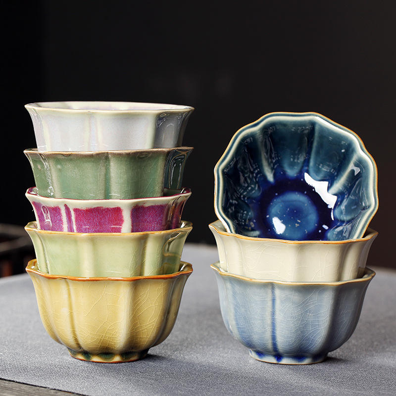 Ge Kiln-Fired Modern Large Ceramic Tea Coffee Cup Set 140ml Microwave ...