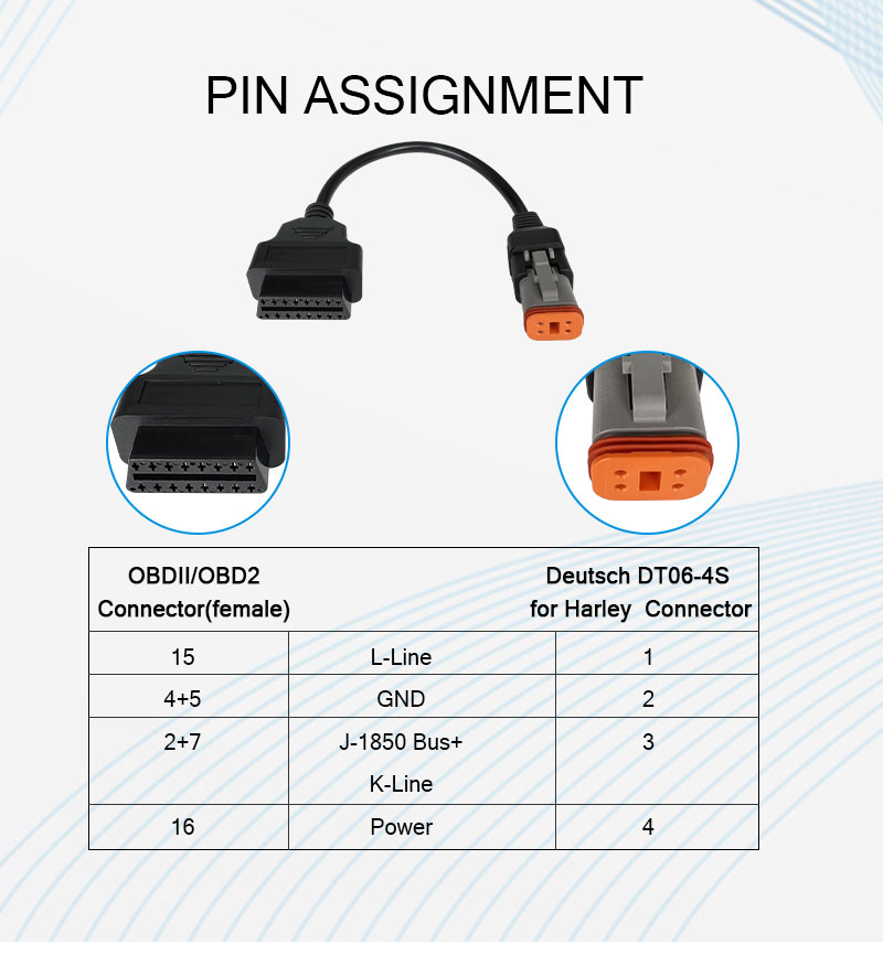 Motorcycle Diagnostic Cable for Harley 4Pin to 16Pin