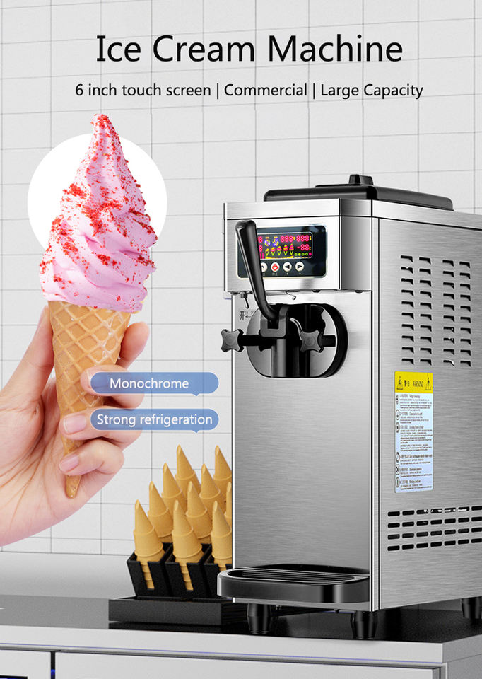 Professional 220V Soft Ice Cream Machine - Compact, Single Flavor for ...