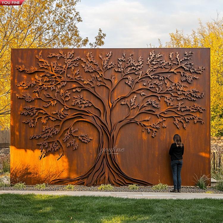 Large Corten Steel Tree Metal Garden Sculpture by YOUFINE