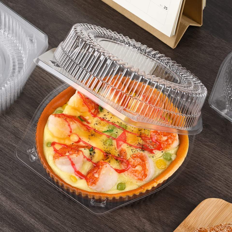 8 Inch Clear Plastic Clamshell Box - Disposable Dessert Container