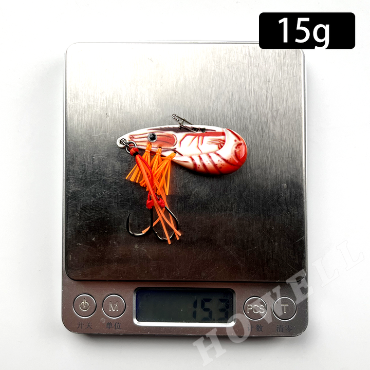 OEM 3D Crazy Shrimp Vibration 15g Metal VIB Sinking Blade Spoon Fishing ...