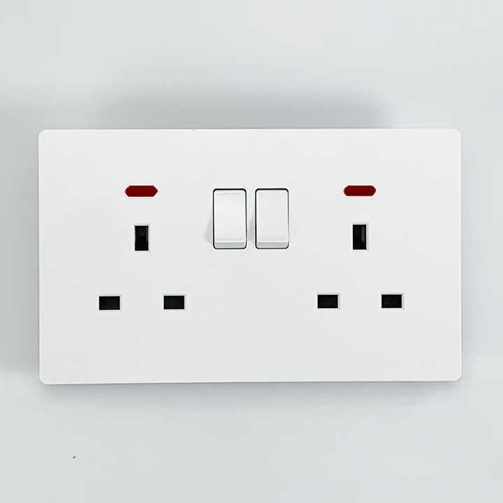 Ultrathin Design Electrical Light Switch and Socket 2 Gang