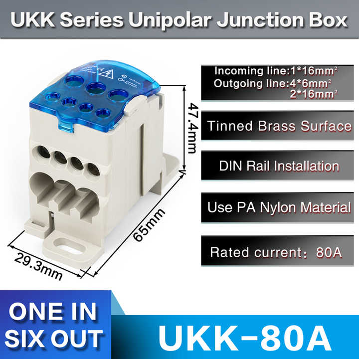 High Current Screw Din Rail Terminal Block Power Distribution Box Wire Connector 1 in Multiple ...