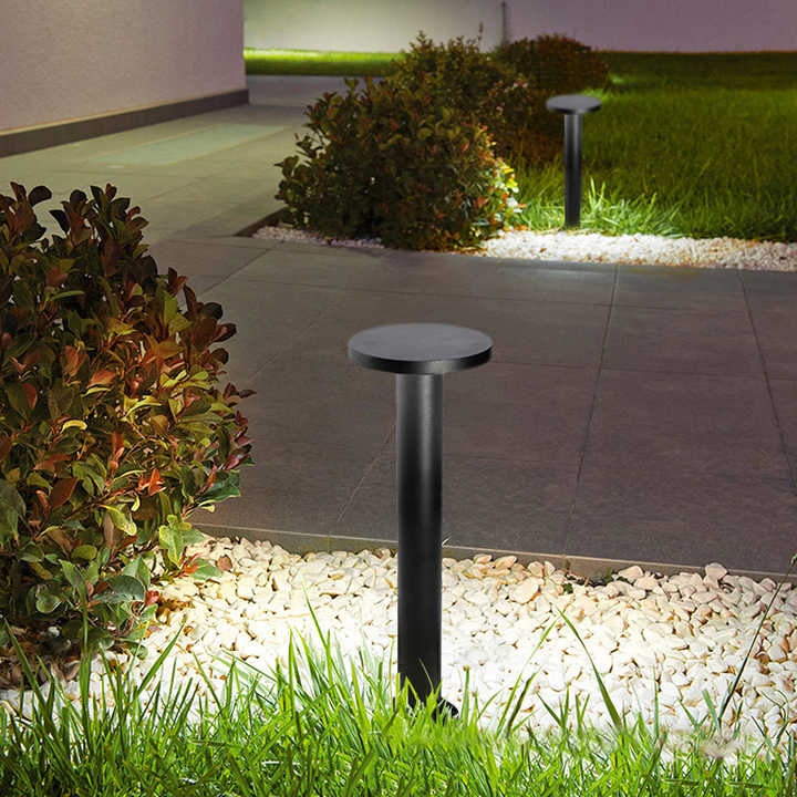 10W Aluminum Outdoor Bollard Light LED IP65 Landscape Waterproof Pathway Round Front Yard Lawn ...