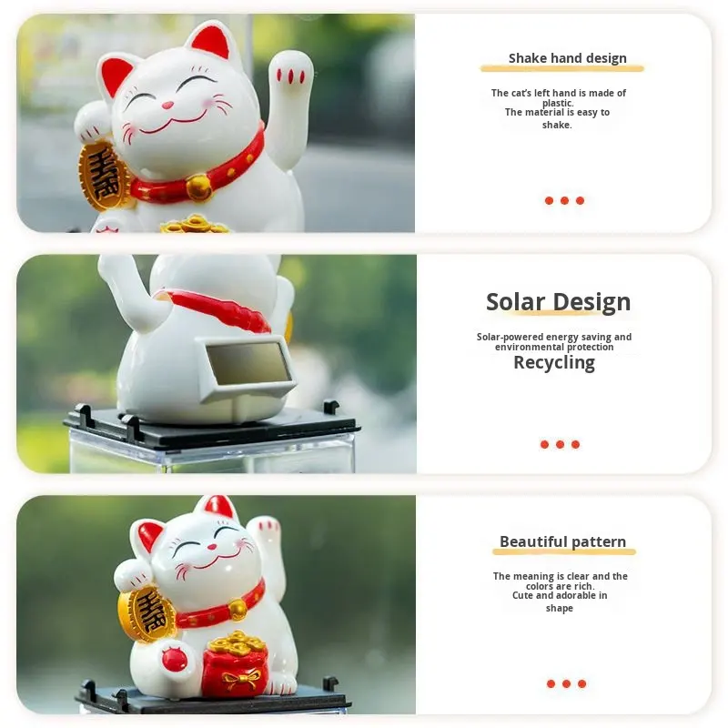Resin Car Solar Shelf Lucky Cat Office Desk Furniture Mall Store ...