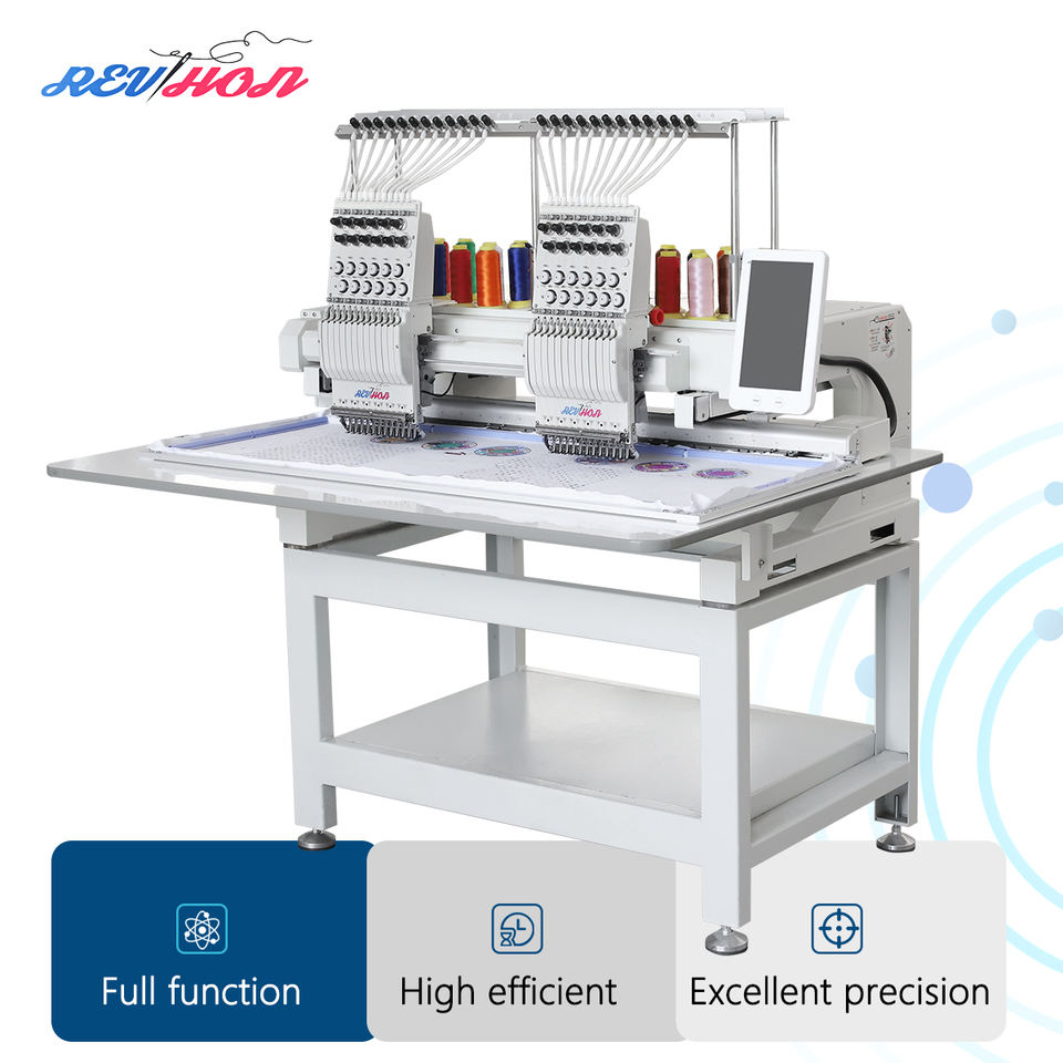 QHM Dual-Head 15 Needle Computerized Automatic Cap Embroidery Machine ...