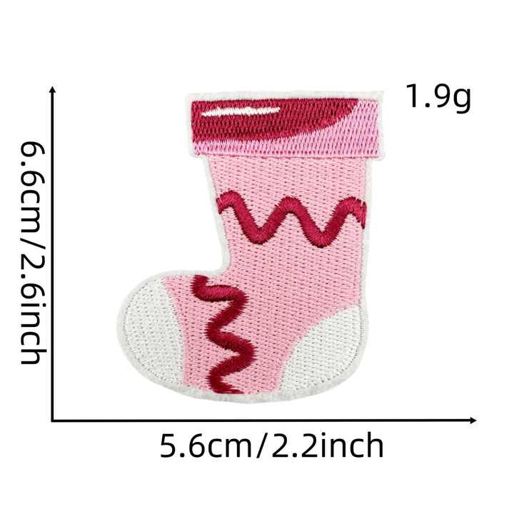 Iron-on Embroidery Patches - Cute Christmas Tree Snow Sock Guard