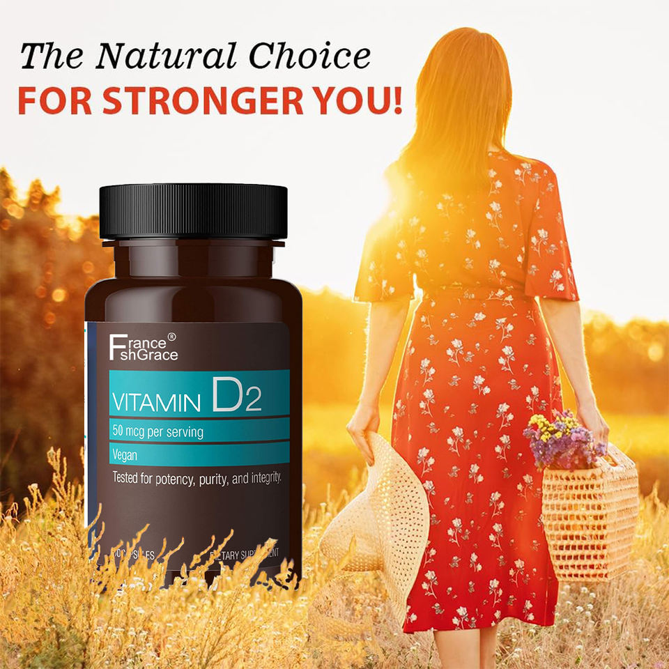 High Potency Vitamin D2 Supplement 60 Capsules Supports Bones and ...