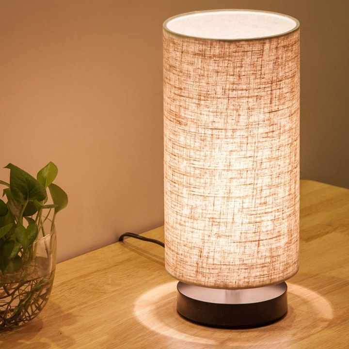 Modern Simple Design LED Desk Lamp with Iron Base Cylinder Fabric Shade ...