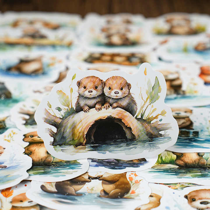30pcs Otter Family Series DIY Animal Shaped Cartoon Sticker Handbooks ...