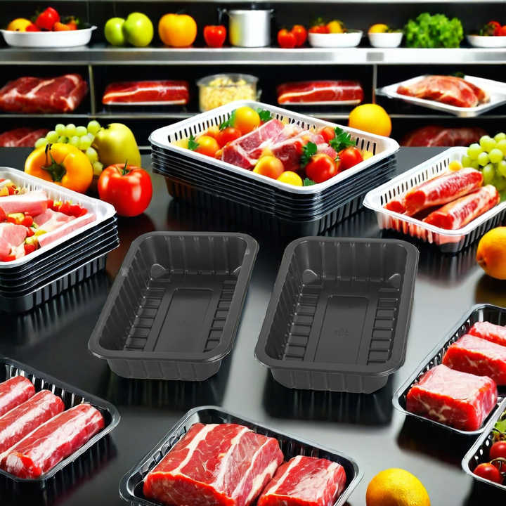 Customized Thermoformed Black Disposable Plastic Meat Packaging Tray ...
