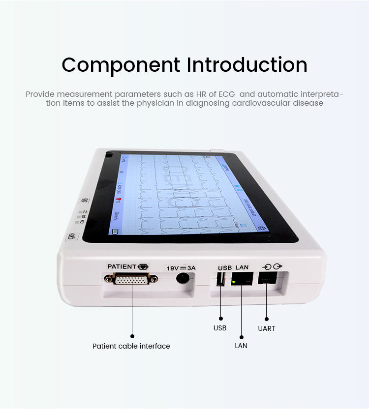 6 Channel Touch Screen Electrocardiogram Machine for ER Use 10.4 Inch ...