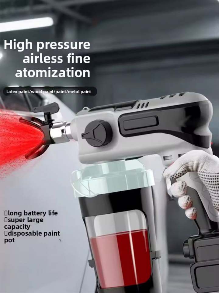 New 21V Lithium Battery Airless Spray Gun Brushless Motor Capacity DIY ...