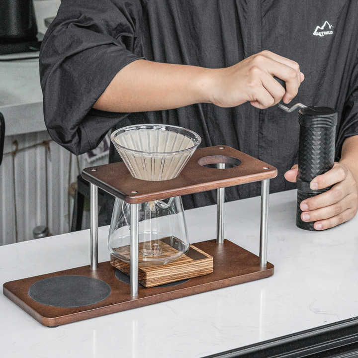 Multifunctional Coffee Bar Tools Station Decor Wooden Shelf