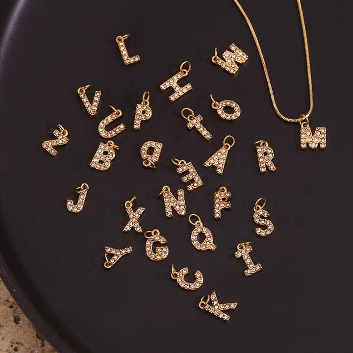 Dainty Crystal Rhinestone Initials Pendant Charm Letters