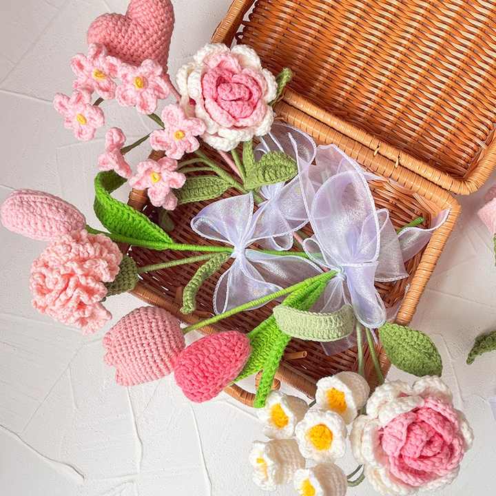 Hot Sale Home Decorative Hand Woven Wool Knitting Flower Crochet Flower ...