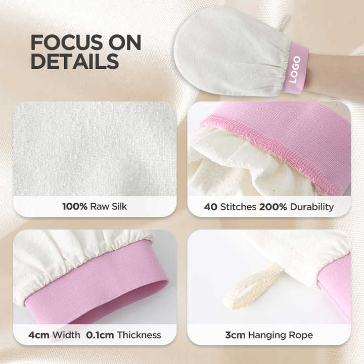 Exfoliating Dead Skin with 100% Pure Organic Bath Cocoon Body Scrub Mitt