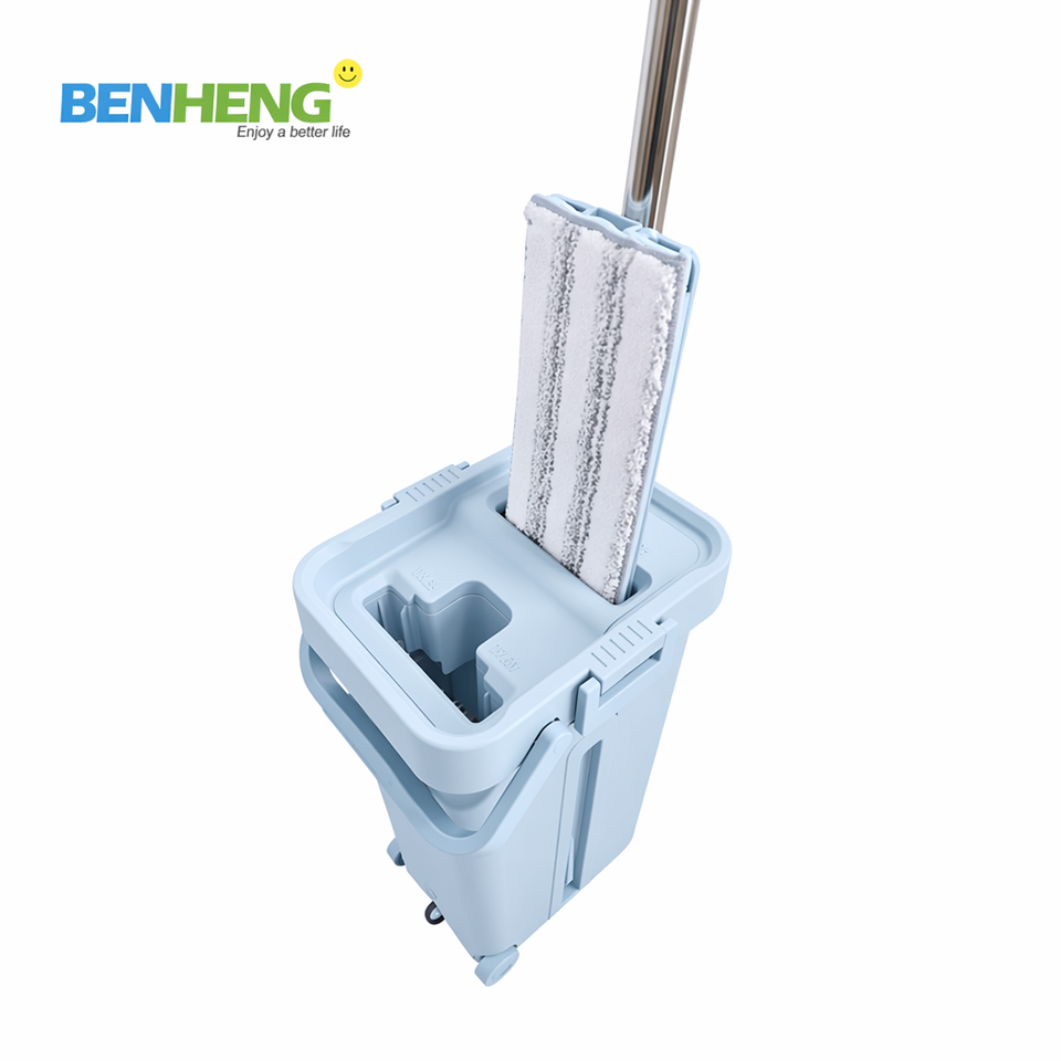 New Floor Mop Set Cleaning Mop and Bucket-free Hands-free Microfiber ...