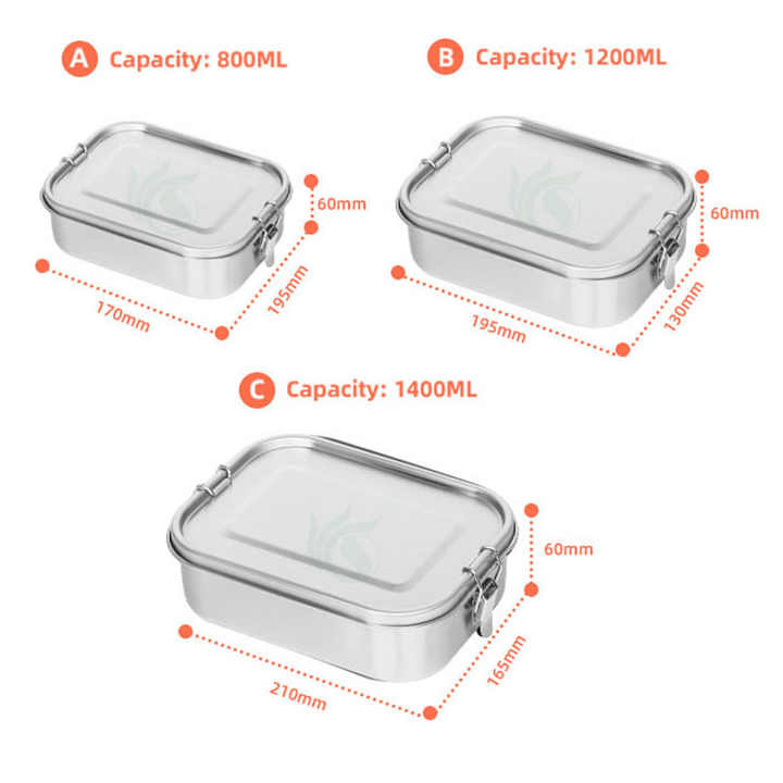Large Metal Food Storage Containers - Stainless Steel Bento Boxes