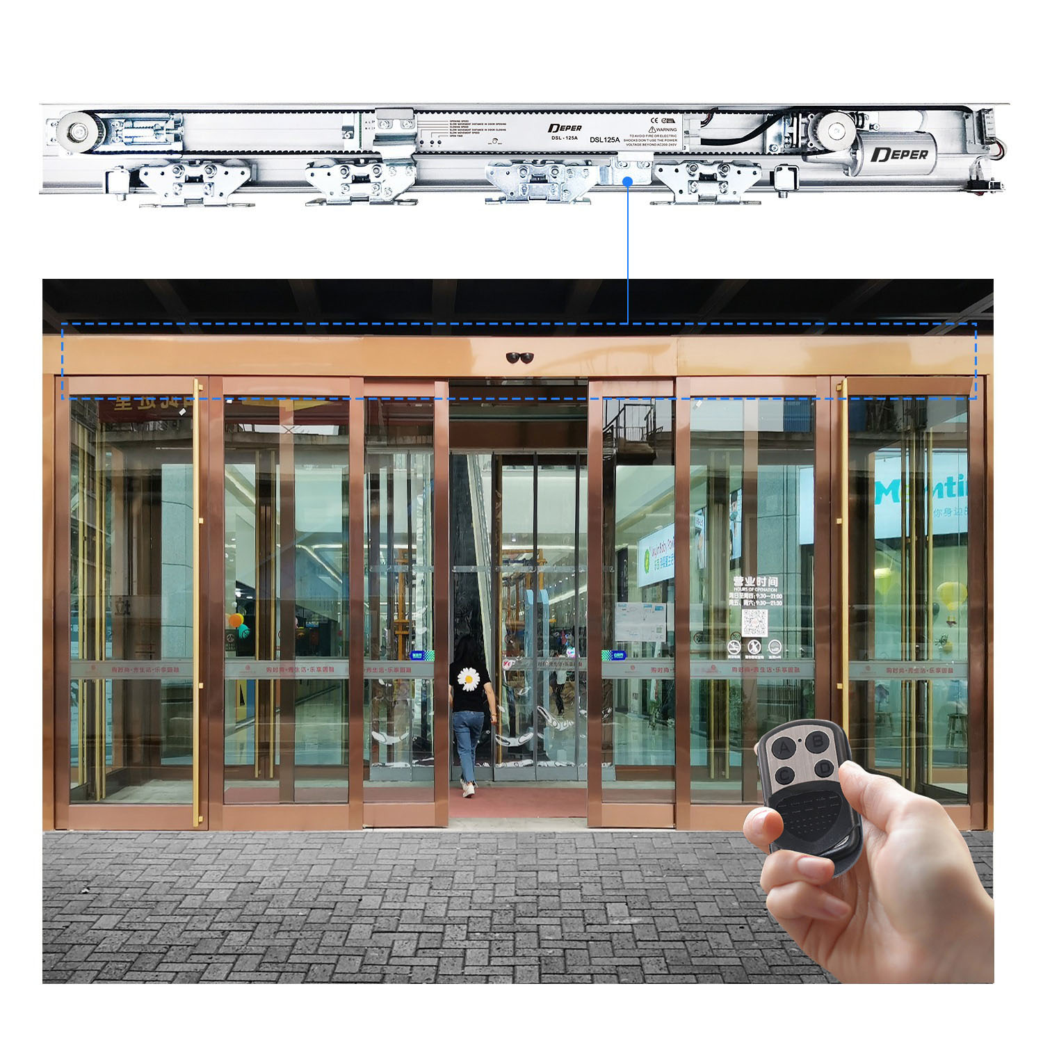Automatic Sliding Door - Mechanism for Glass Doors - 500KG Load