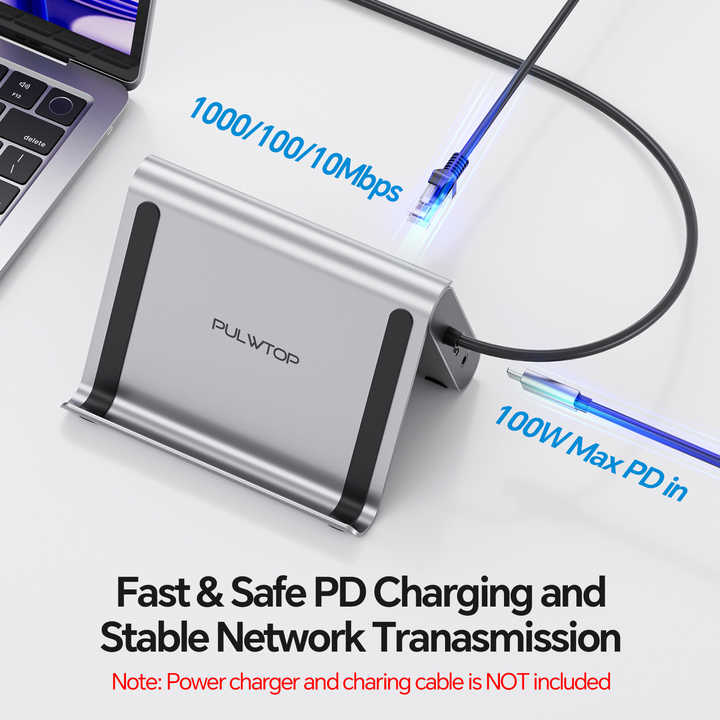 PULWTOP USB C Docking Station Stand Laptop Dock with 2 HDMI, PD ...