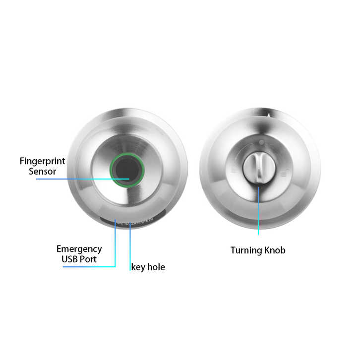Modern Tubular Zinc Alloy Fingerprint Knob Lock Anti-drill Emergency ...