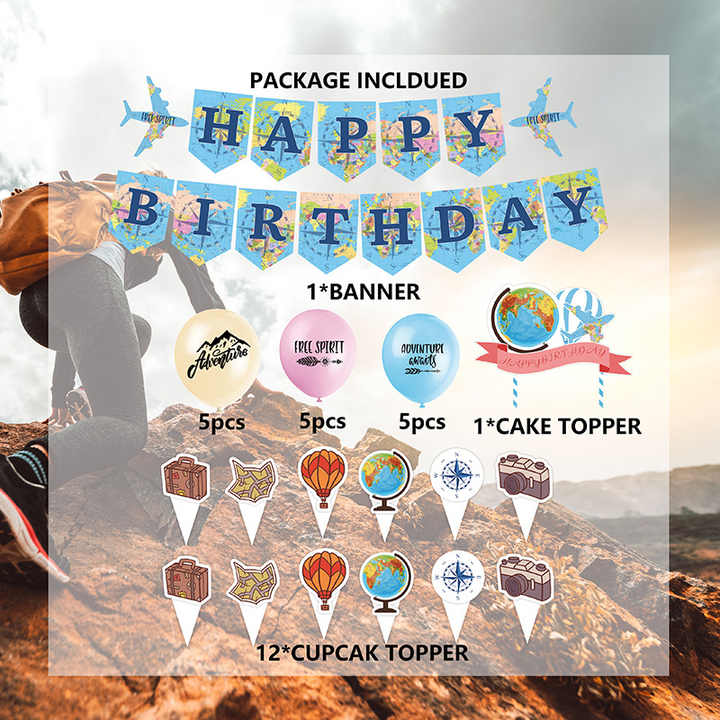 Travel around World Map Theme Birthday Party Supplies