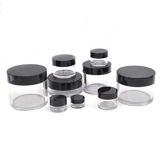 3g 3ml 5g 5ml 10g 15mL 15g 20ml 20g Clear Thick PETG Round Jar with Black ABS Cap and White ...