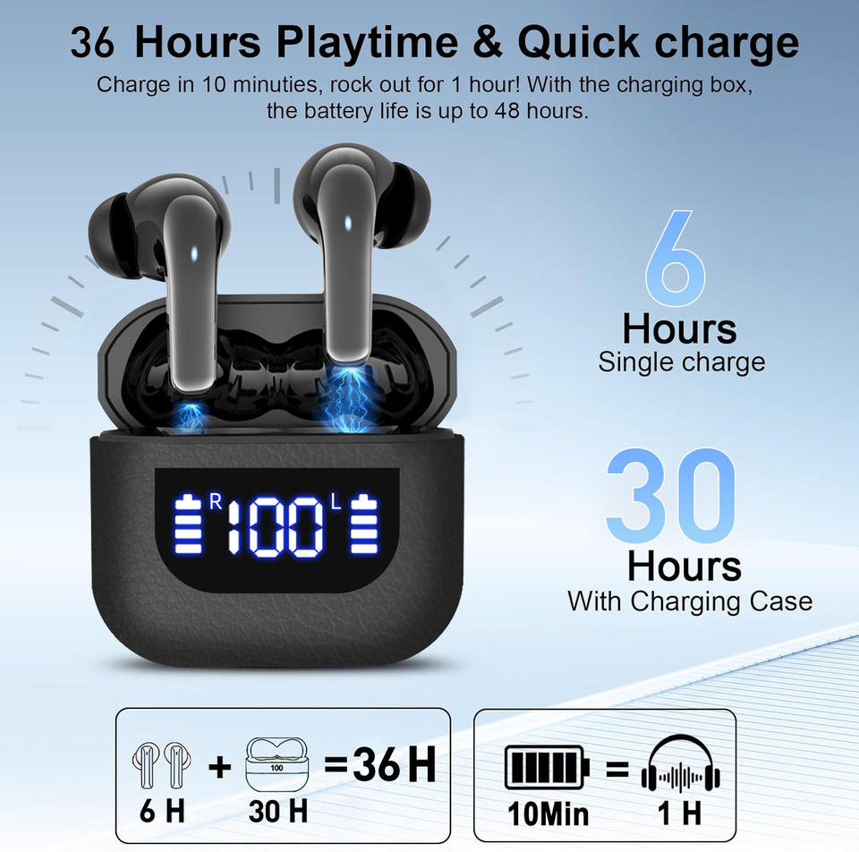 K07 2026 Wireless Earbuds BT 5.4 TWS HiFi Sound Low Latency Mode LED ...