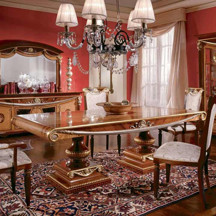Customize Traditional Mahogany Wood Dining Table Set