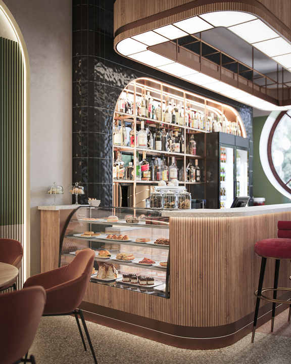 Sophisticated High-End Cocktail Bar Design Showcase Glass Top Counter ...