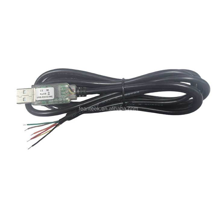 Feanteek USB to RS232 Serial Wire End Black Cable USB-RS232-WE-5000-BT ...