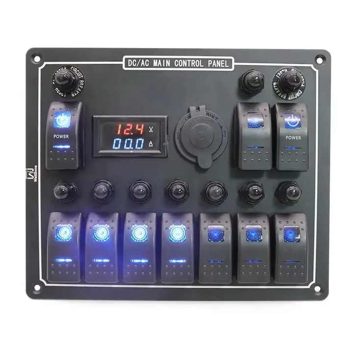 High Performance 10 Gang LED Light Rocker Switch Panel 12V 24V Marine ...