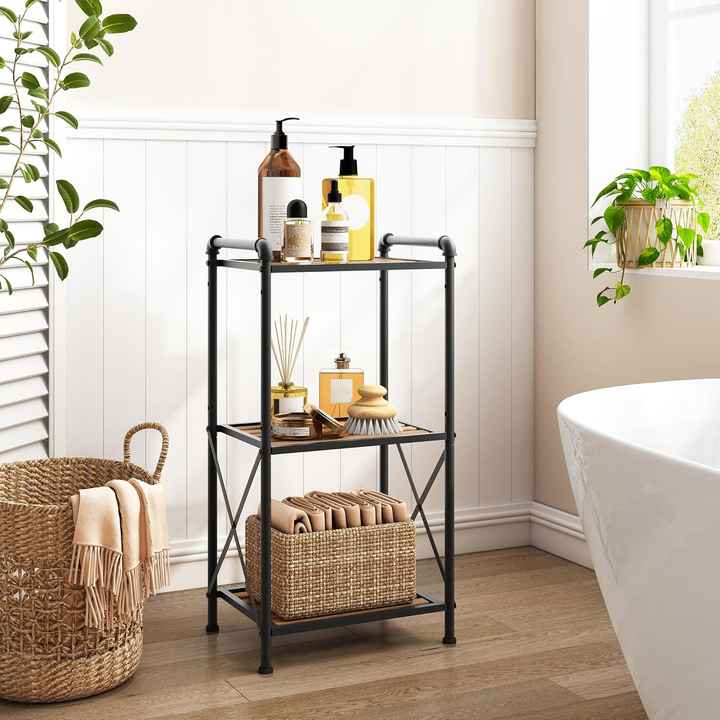 3-Tier Free-standing X-Shaped Frame Storage Rack Industrial Style ...
