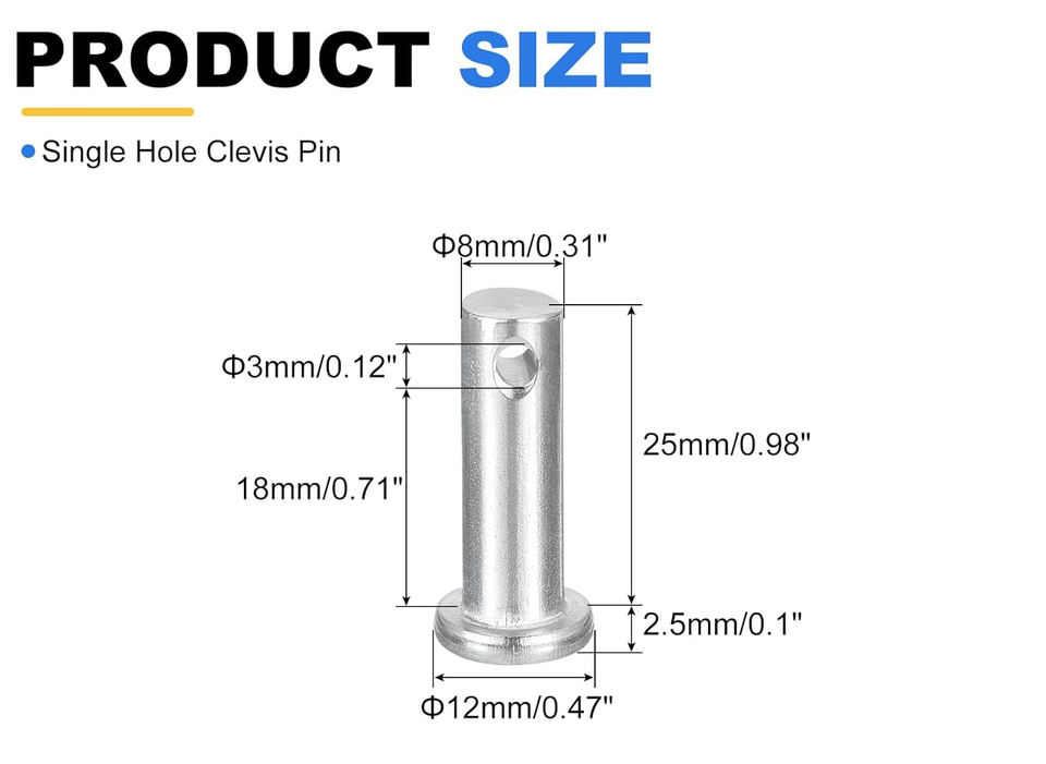Heavy Duty Single Hole Clevis Pin for Mechanics Repair Furniture ...