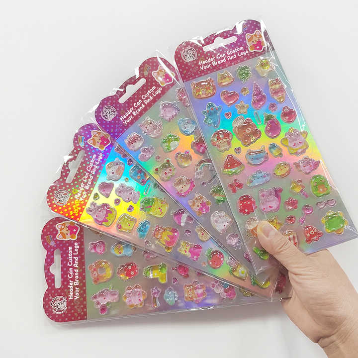 New Design Eco-friendly Cartoon Epoxy Jelly Sticker Sheet 3D Puffy ...