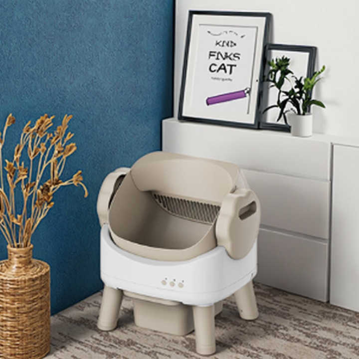 Open Top Automatic Smart Eco-Friendly Round Cat Litter Box Self ...