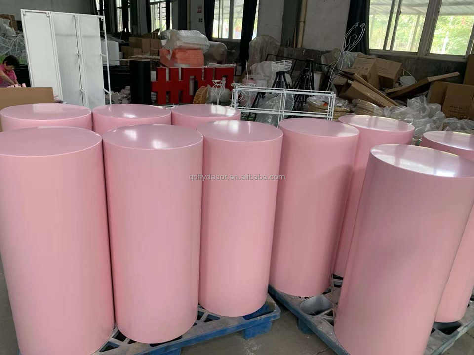 Luxury Pink Metal Cylinder-Shaped 2-Piece Dessert Table Plinth Cake ...