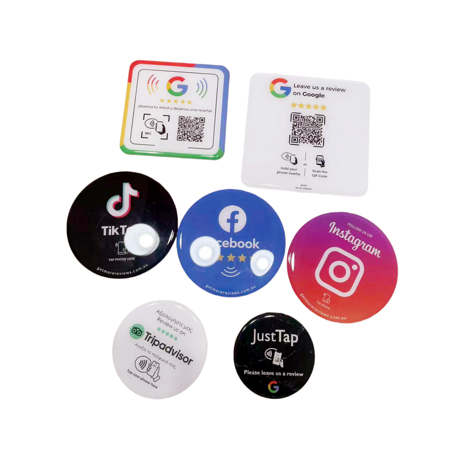 RFID QR NFC Google Review Epoxy Plate Programmable Tap Smart Sticker ...