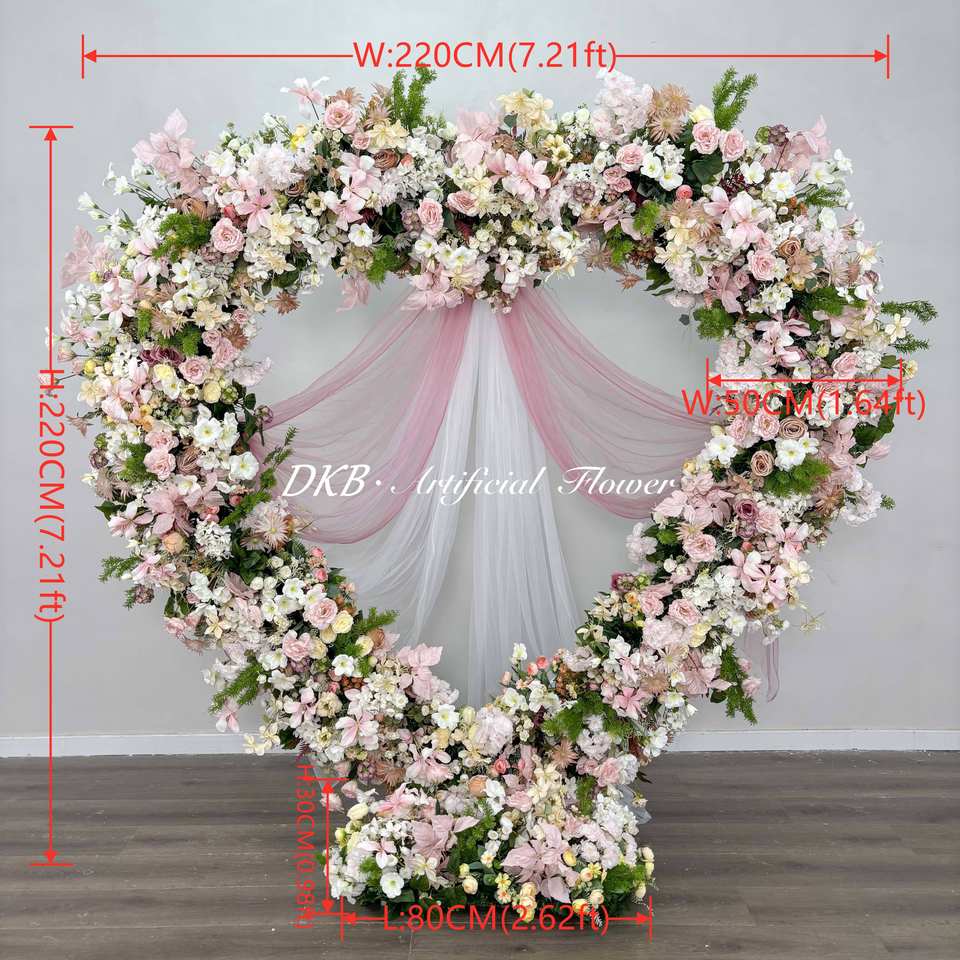 DKB Hot Selling Wedding Arch Decoration 7.21ft High Artificial Heart ...