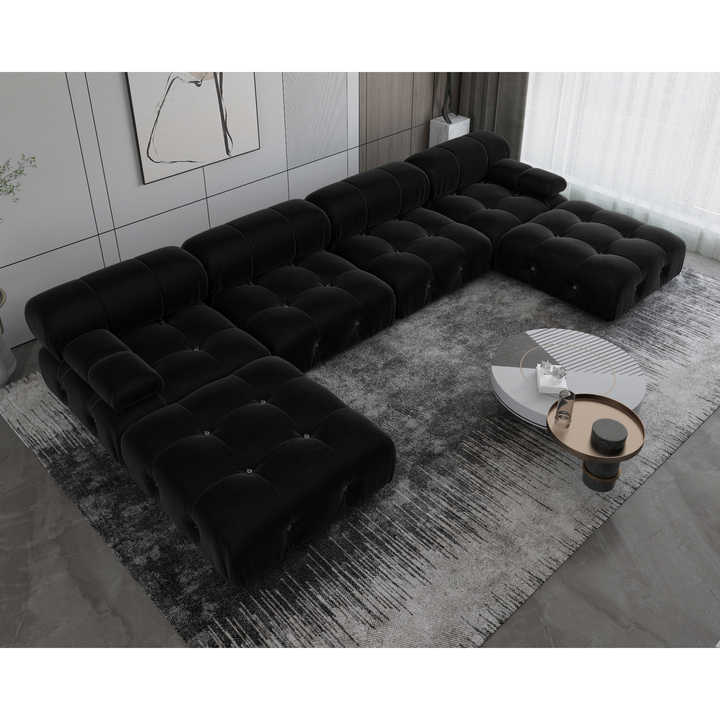 ATUNUS Velvet Korea Modular Sectional Sofa Set Hotel Living Room Modern ...