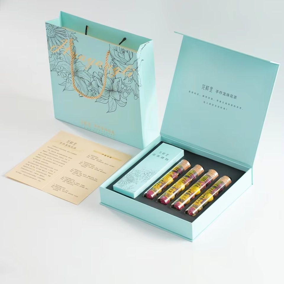 Wholesale 4-Test Tube Gift Boxes with Organic Fresh Flower Blooming Tea ...