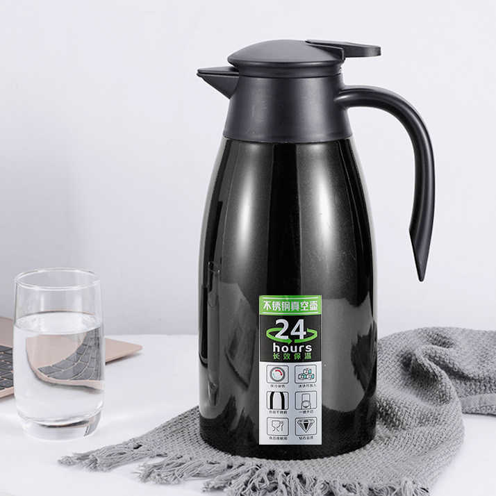 2 Liter Black Stainless Steel Thermal Kettle Vacuum Flask Thermos Jug Camping Kettle Hot Water ...