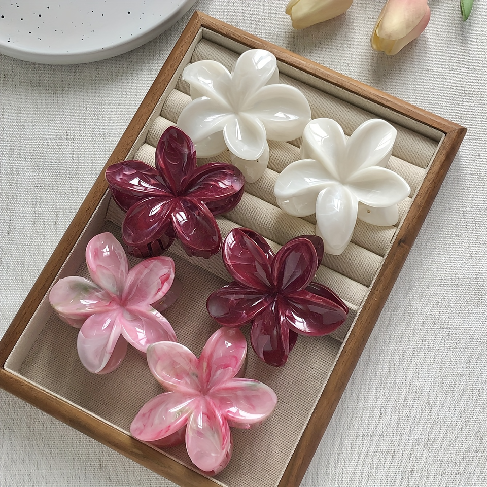 Gradient Color Floral Hair Claw Clips 4cm Elegant Bohemian-style Shark ...