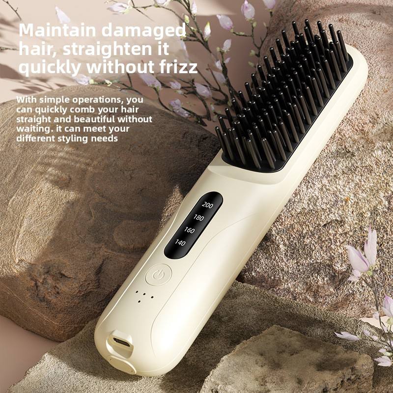 Ceramic Mini Wireless Straightening Hair Comb with 3 Temperature ...