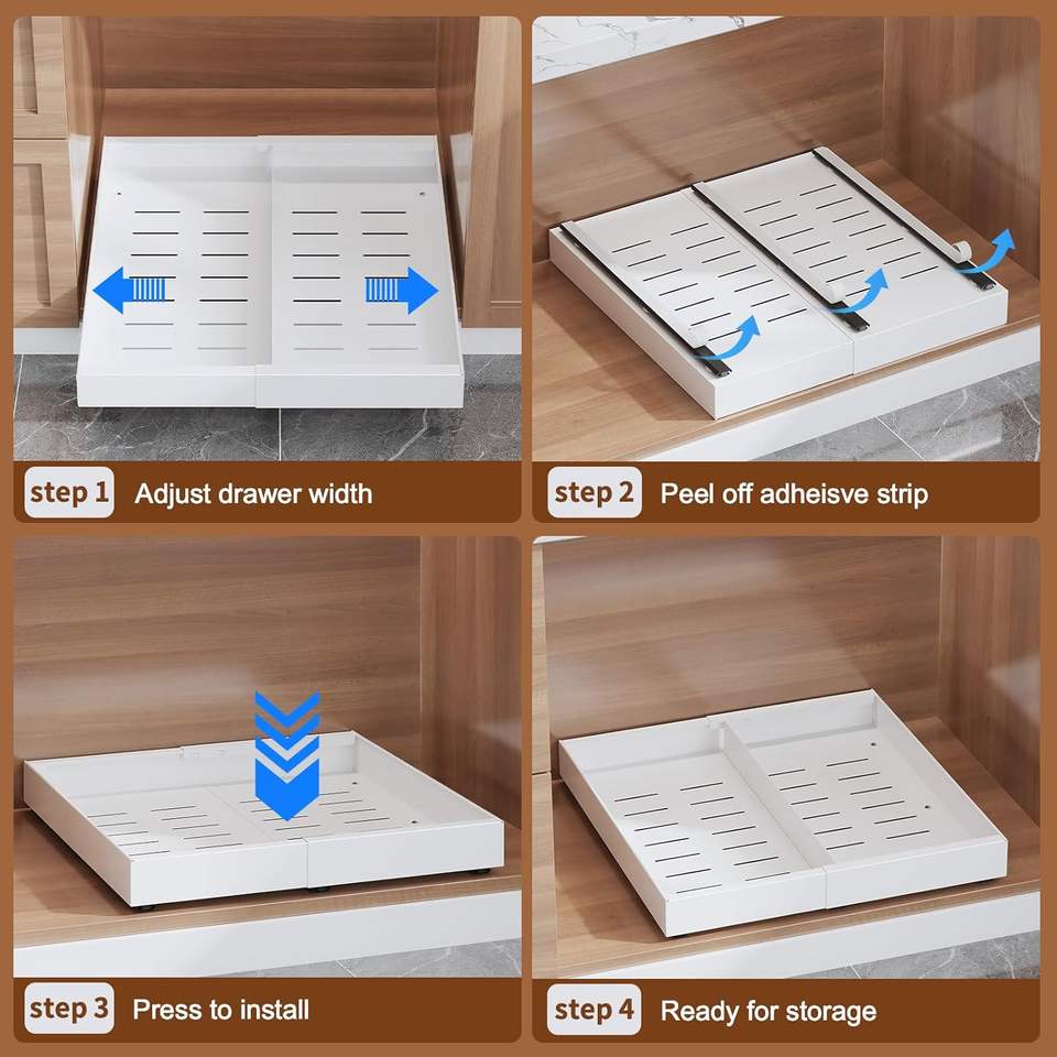 21" Deep Expandable Pull Out Cabinet Organizer Slide Out Drawers For ...