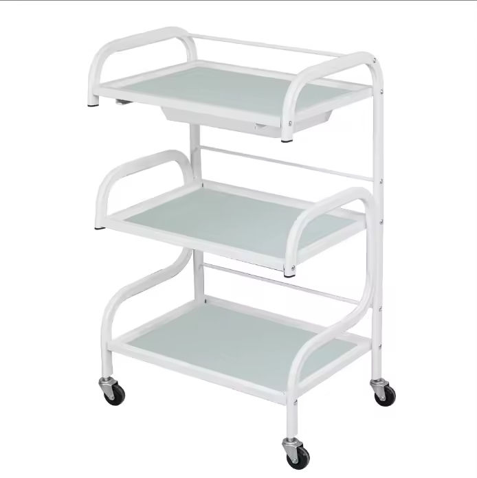 Modern Iron Salon Barber Trolley with 4-Wheel Design for Commercial Use ...