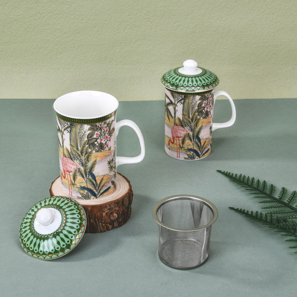 Ceramic Vintage Bone China Teaware Set - Floral Tea Mug & Saucers, Eco ...
