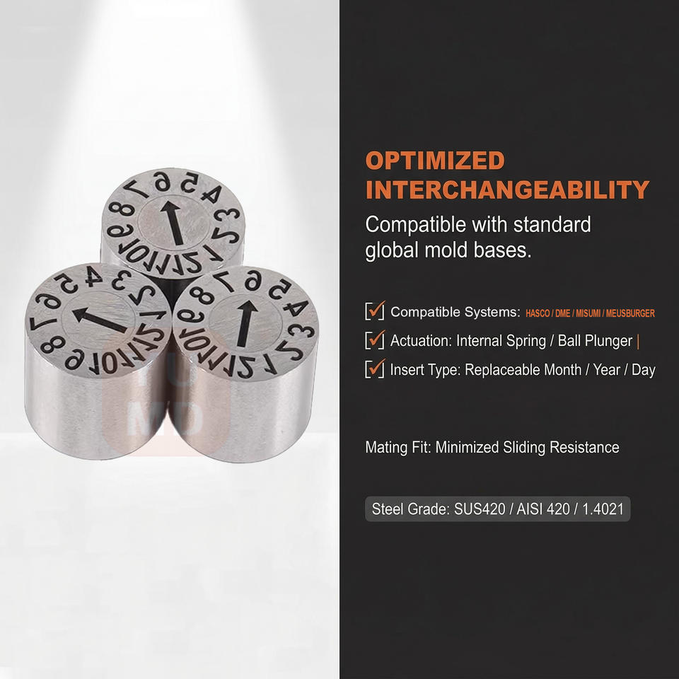 Interchangeable Mold Date Stamp Insert SUS420 Laser Engraved for ...